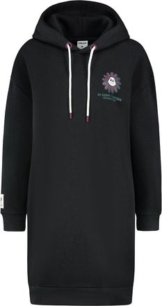 Sublevel Damen Kapuzen-Sweatkleid Longshirt mit R&uuml;ckenmotiv Oversize LSL-524 Dark Grey M