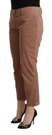 Costume National Womens Brown Cotton Tapered Cropped Pants
