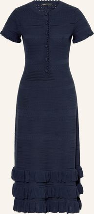 Maje Strickkleid Mit Volants blau