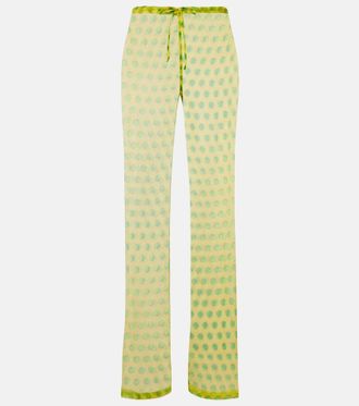 Dries Van Noten Pantalon ample en soie &agrave; pois
