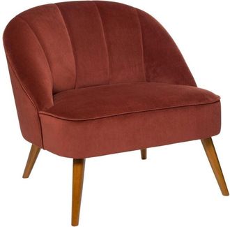 Atmosphera Atmosphera - Fauteuil Naova velours rose terracotta cr&eacute;ateur dint&eacute;rieur