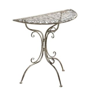 Beliani Beliani - Table de Bistrot de Jardin Vintage en Métal 80 x 36 cm Plateau en Fer Gris Nurra
