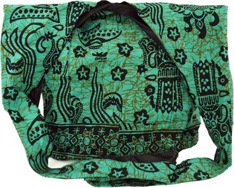 Guru Shop Sadhu Bag, Schulterbeutel, Hippie Tasche - Grün, Unisex - Erwachsene, Baumwolle, 30x32x10 cm