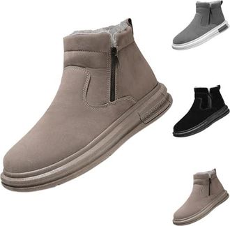 Generic Bottes de neige imperm&eacute;ables pour homme avec doublure en fourrure - Chaussures hautes chaudes avec fermeture &eacute;clair - Confortables et antid&eacute;rapantes -