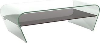 Vente-Unique Table Basse - Verre tremp&eacute; - Tablette Noire laqu&eacute;e - Kelly