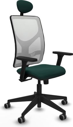 Piqueras y Crespo Stuhl mit Armlehnen, h&ouml;henverstellbare Lendenwirbelst&uuml;tze und festes Kopfteil, ausgestattet mit 3 Positionen und Schneideschaum, Wei&szlig;/Flaschengr&uuml;n