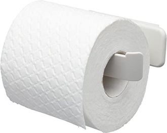 Tiger Tess Toilettenpapierhalter, Montage zum Kleben oder Schrauben, Kunststoff, Farbe: Weiß, 145x45x81 mm