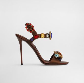 Dolce & Gabbana Satin And Patent Leather Keira 2.0 Sandals With Embellishments - Frau Sandalen Und Wedges Multicolor 38.5