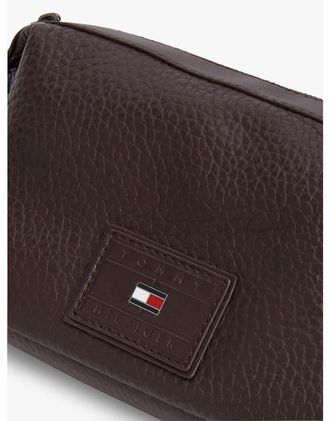 Tommy Hilfiger Sac bandouli&egrave;re en cuir &agrave; logo - Marron fonc&eacute;