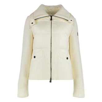 Moncler Gesteppte Strickjacke aus Wolle mit Rei&szlig;verschluss - - Knitwear - Damen - Beige - L