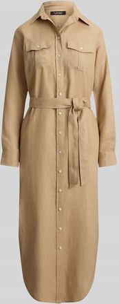 Lauren Ralph Lauren Schmales Midi Hemdblusenkleid aus reinem Leinen
