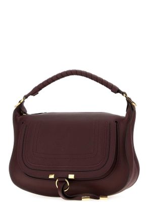 Chlo&eacute; Womens Aubergine Leather Small Marcie Shoulder Bag Darkvelvet Borse A Tracolla