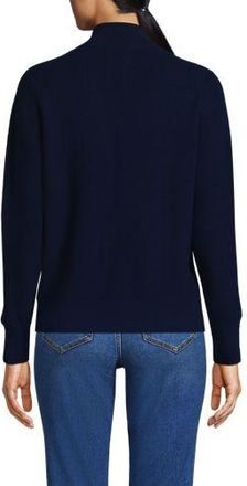 Lands End Merino-Pullover mit Reißverschlusskragen, Damen, Größe:44-46 regular, Blau, Wolle, by Lands End