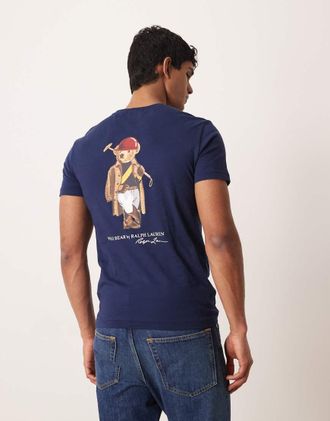 Polo Ralph Lauren T-shirt &agrave; imprim&eacute; Society Polo Bear au dos - Bleu marine