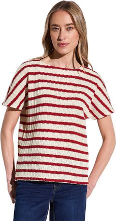 Street One Damen A323143 Gestreiftes Strukturshirt, Glory red, 42