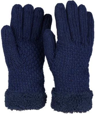 styleBREAKER Damen warme Winter Handschuhe mit Perlmuster und Fleece, Thermo Strickhandschuhe, Fingerhandschuhe 09010032, Farbe:Dunkelblau