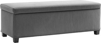 HOMCOM Aufbewahrungsbank, Fassungsvermögen 84 l, 112 x 42 x 40 cm, Cordbezug, Bettfuß, Belastung 220 kg, für Wohnzimmer, Schlafzimmer, Eingang, Grau