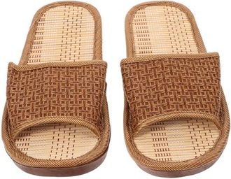 Vosarea Pantoufles Rotin Tress&eacute; pour Maison &eacute;t&eacute; Souples et Antid&eacute;rapantes Sandales Couples Confortables avec Semelle en Bois Protection et Fra&icirc;cheur