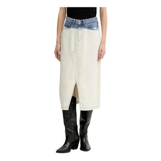 Karl Lagerfeld Jupe midi en denim ombr&eacute; - Femme - Jupes - Beige - Taille: 36 FR