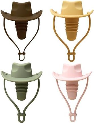 Generic Lot de 4 bouchons de vin amusants - Bouchon de bouteille de vin en silicone en forme de chapeau de cowboy occidental, bouchon de vin rouge, bouchons d