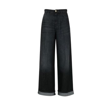 Max Mara Femme, Jeans, Noir, Taille: 34 FR Jeans &agrave; jambes larges