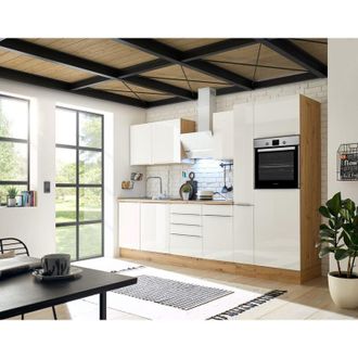 Respekta Küche Küchenzeile Küchenblock Marleen Premium 310 cm Weiß Artisan Eiche Respekta