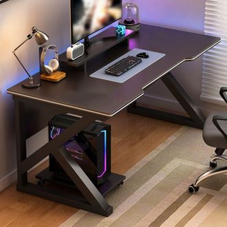 Generic Robuster Schreibtisch, Moderner Gaming Computertisch, Platzsparender Mehrzweck Arbeitsplatz f&uuml;r Homeoffice, K F&ouml;rmiges Metallgestell