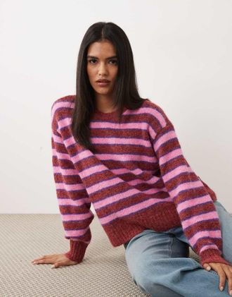 Vans Rollins - Pull ray&eacute; - Bordeaux-Rouge
