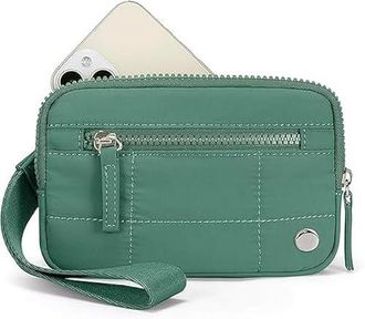 Generic Convely Essential Portefeuille matelass&eacute; en nylon matelass&eacute; avec 3 fermetures &eacute;clair pour femme, Vert, One Size