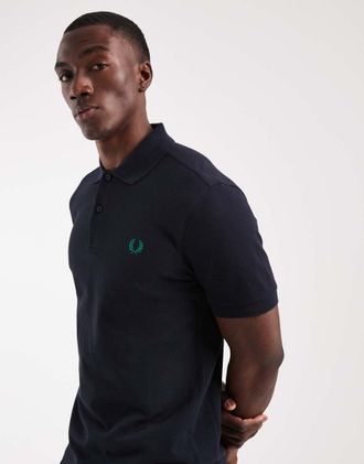 Fred Perry Kurz&auml;rmliges Polohemd in Marineblau-Navy