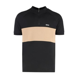 HUGO BOSS Polo-Shirt aus Baumwollmischung mit Blockstreifen - - Tops - Herren - Schwarzk - XS