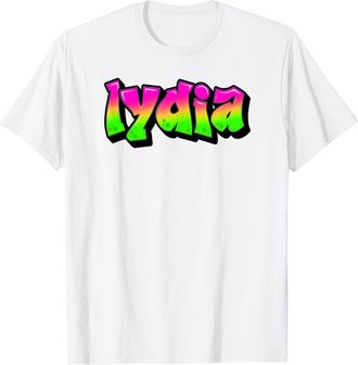 BDAZ Lydia Graffiti Personalisierter Name Gr&uuml;n Rosa Frauen M&auml;dchen T-Shirt