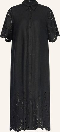 Riani Riani Hemdblusenkleid Aus Leinen Mit Lochspitze schwarz