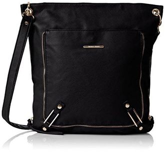 Swankyswans Sac à bandoulière en cuir PU avec fermeture éclair pour femme - Noir - Noir (Black), Taille unique