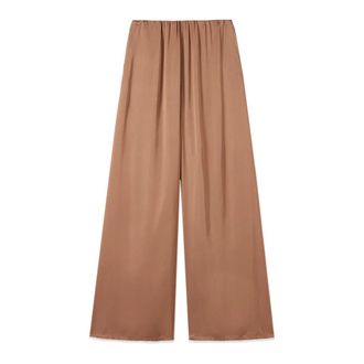 Oltre Palazzo-Hosen aus Viskosesatin - - Trousers - Damen - Braun - XL
