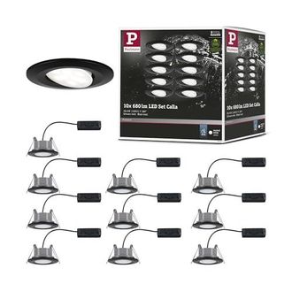 Paulmann 92462 LED Calla Rond kit de 10 10x6W IP65 Blanc Neutre proj Noir Mat orientable Spots plast. Lampe encastrée 4000K, Matière, 60 W
