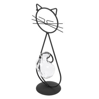 Holibanna Katzenmotiv Eisen Kunst Glas Vase Hydroponik Pflanztopf Wohnaccessoire Für Tischdekoration Im Wohnzimmer Und Esszimmer