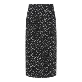 Dolce & Gabbana Jupe Midi en Soie M&eacute;lang&eacute;e - Femme - Jupes - Noir - Taille: 36 FR