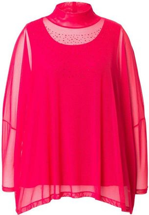 Miamoda Druckbluse Bluse oversized Mesh Glitzersteinchen Top