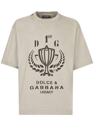 Dolce & Gabbana t-shirt en coton à logo imprimé - Gris