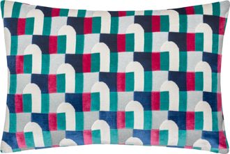 Riva Paoletti Keela Kissenbezug, geometrischer Schnitt, Samt, Magenta/Blau