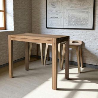 Pier Import Table haute de cuisine en bois - plateau ch&ecirc;ne 150 cm fjord