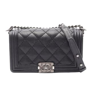 Chanel Sac bandouli&egrave;re Boy en cuir dagneau Pre-owned - Femme - Pre-owned - Noir - Taille: ONE Size