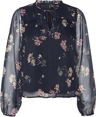 Vero Moda Vmmilla Ls Top WVN GA Noos Blouse, Blazer Bleu Marine/AOP : Sallie, XS Femme