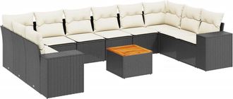 vidaXL Vidaxl - Set Divani Da Giardino 11 Pz Con Cuscini In Polyrattan Nero