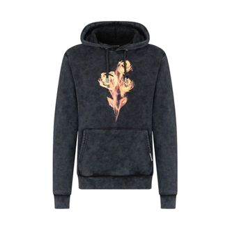 Roberto Cavalli Sweatshirt mit Rosenprint - - Sweatshirts & Hoodies - Herren - Schwarzk - XL