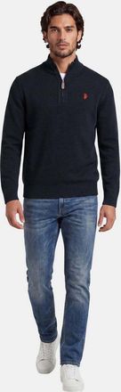 U.S.Polo Association Stehkragenpullover USLogaan - Herren Troyer mit Rei&szlig;verschlusskragen 100 % Baumwolle, weiche Strickqualit&auml;t und sportiver Look