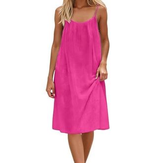 Generic Robe longue d&eacute;contract&eacute;e &agrave; bretelles spaghetti pour femme - Dos nu - Coupe ample et fluide avec poches - Couleur unie - Pour l&eacute;t&eacute;, la plage, les vacan
