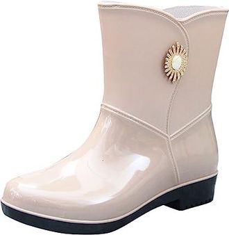 Generic Bottes caoutchouc pour homme et femme Chaussures travail en plein air pluie semi-compens&eacute;es Compris la Semelle int&eacute;rieure Fourrure polaire doublure Id