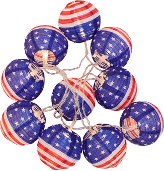 Soimiss 1stück Independence Day Lichterkette Amerikanische Flagge Batteriebetriebene Kreative Dekoration Für Feiertage Partys Und Patriotische Anlässe Warmwei